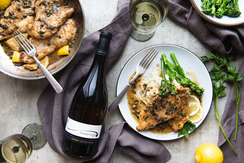 Chicken Piccata with Zesty Chardonnay Sauce - Harney Lane Vineyards